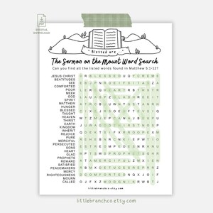 Sermon on the Mount Word Search: Beatitudes Sunday School (PDF) - Etsy