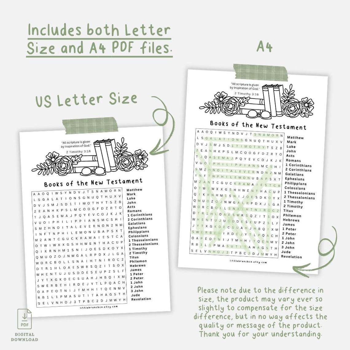 Printable Books of the New Testament Word Search, Books of the Bible ...