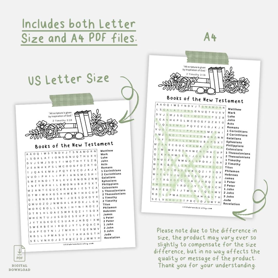 Printable Books of the New Testament Word Search, Books of the Bible ...