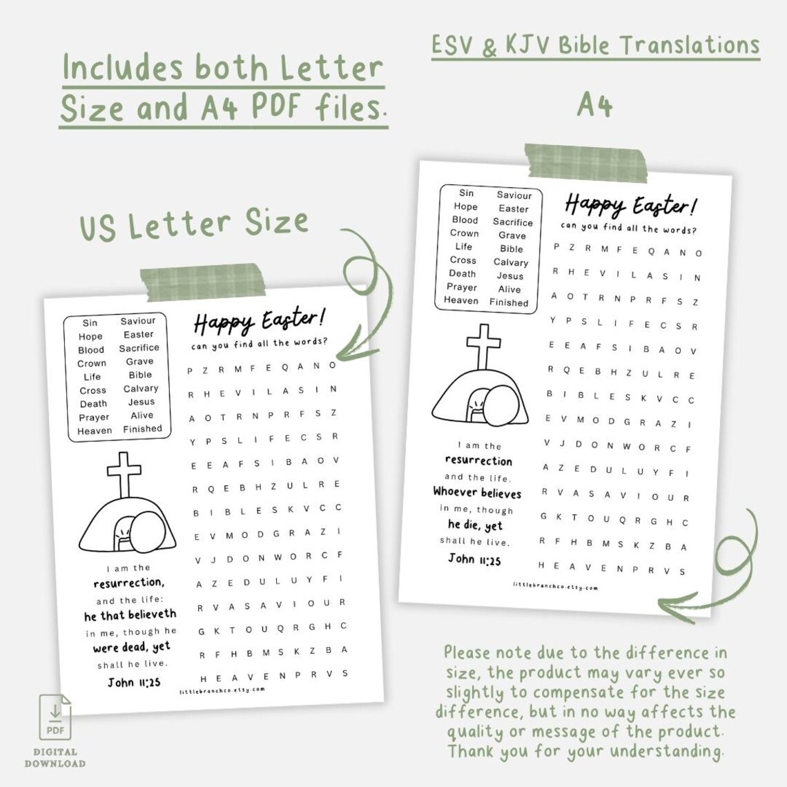 Printable Christian Easter Word Search, ESV & KJV Bible Verse Easter ...