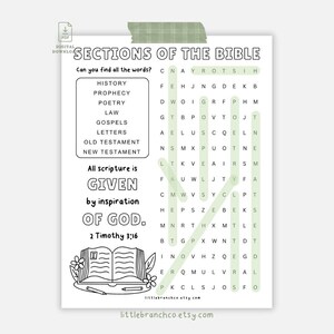 Books of the Bible Word Search Printable Bundle: Sunday School Activity ...