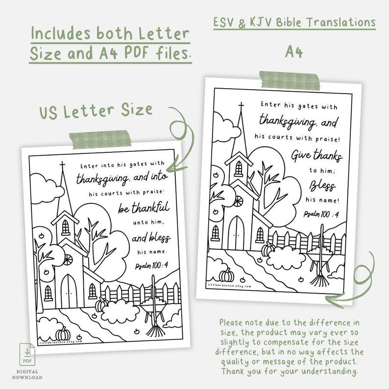 Printable Psalm 100:4 Colouring Page, Enter With Thanksgiving Autumn ...