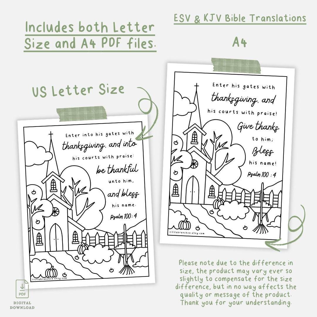 Printable Psalm 100:4 Colouring Page, Enter With Thanksgiving Autumn ...