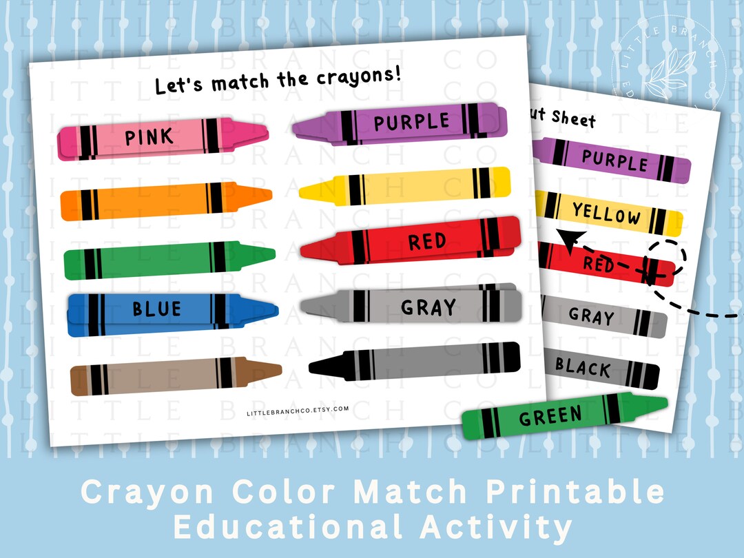Printable Crayon Color Sort Activity Learn the Colors - Etsy