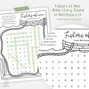 Fishers of Men Word Search: Bible Lesson Activity (PDF) - Etsy