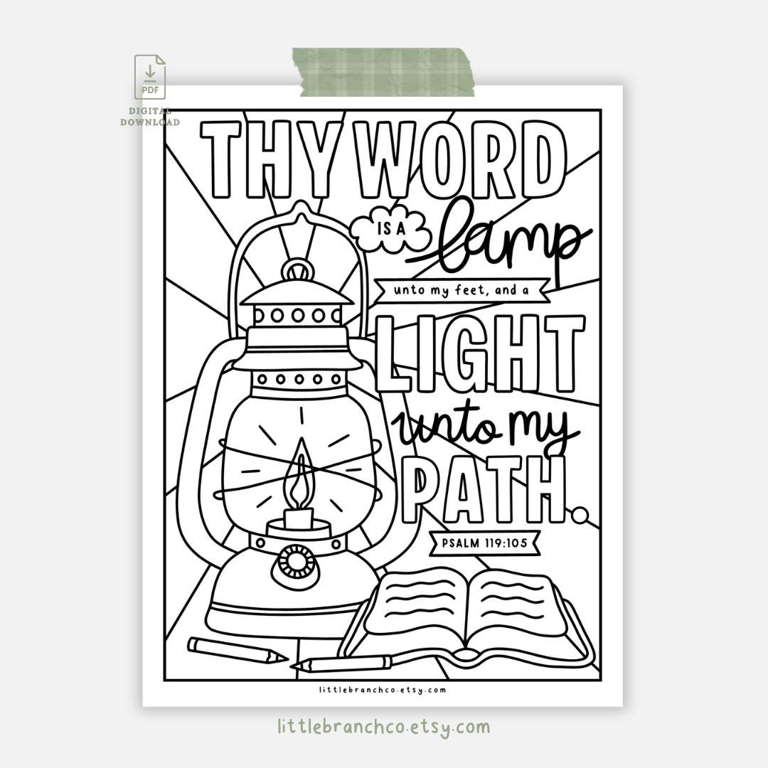 Printable Psalm 119:105 Your Word is a Lamp Colouring Page, KJV & ESV ...