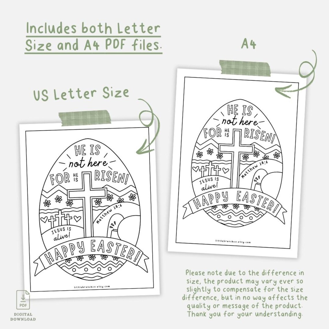 Printable Christian Religious Easter Sunday Coloring Page, He is Risen ...