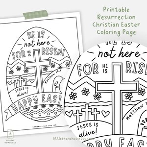 Printable Christian Religious Easter Sunday Coloring Page, He is Risen ...