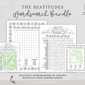Printable the Beatitudes Word Search Bundle for Kids, Sunday School ...