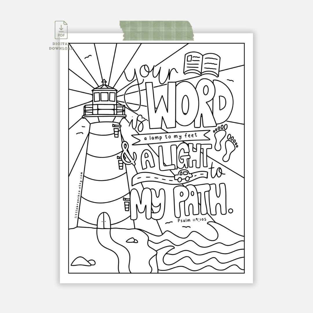 Your Word is a Lamp Unto My Feet Psalm 119:105 Bible Verse Coloring ...
