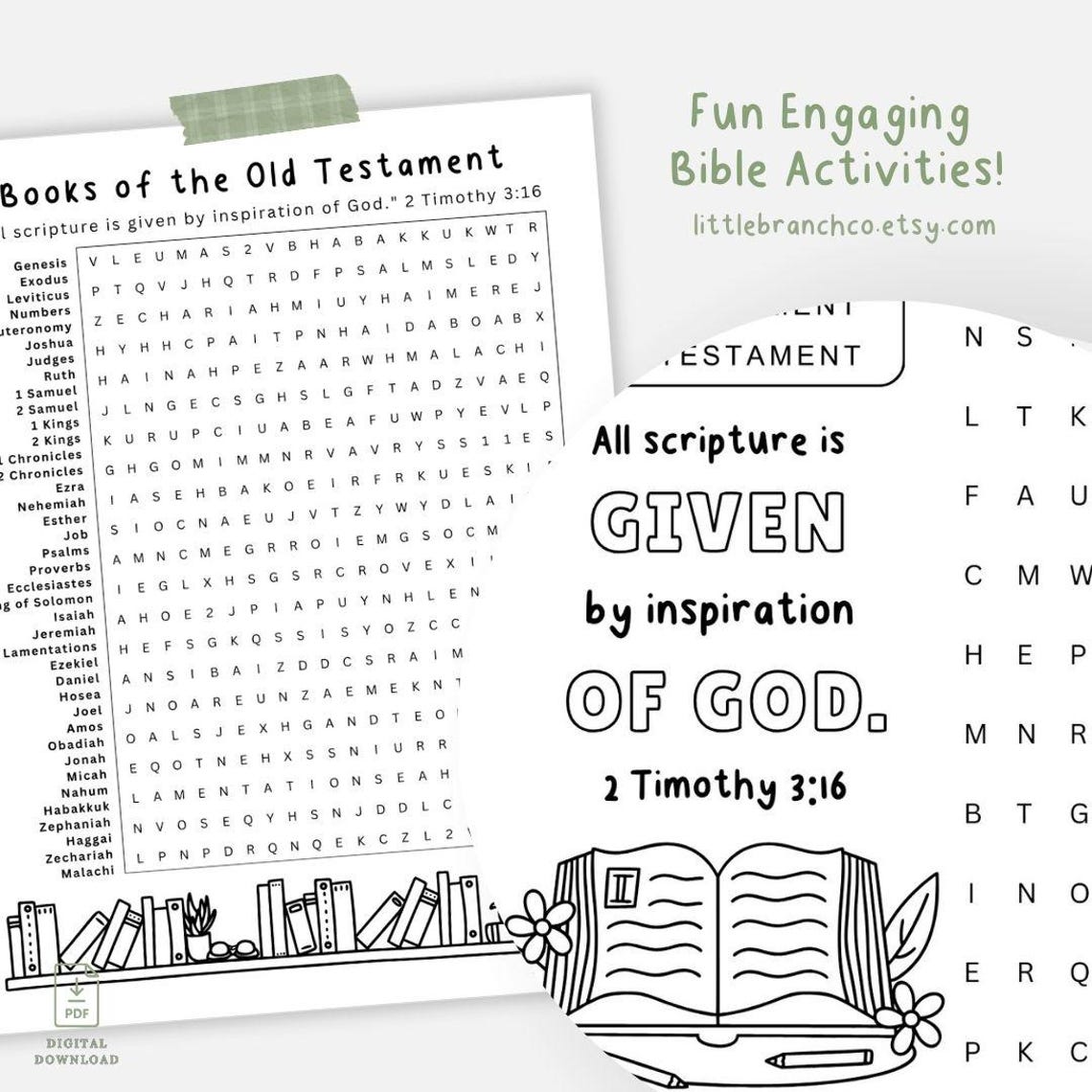 Books of the Bible Word Search Printable Bundle: Sunday School Activity ...