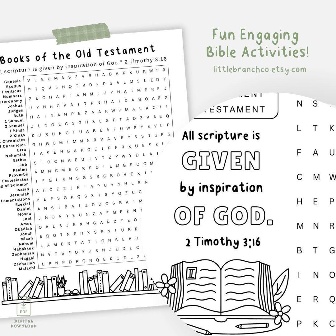 Books of the Bible Word Search Printable Bundle: Sunday School Activity ...
