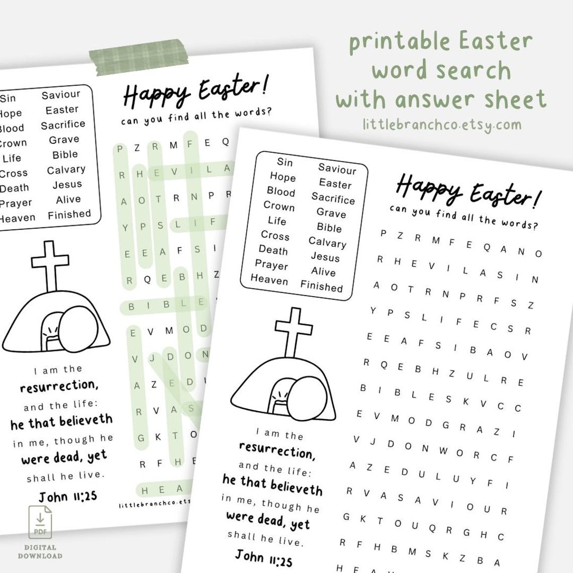 Printable Christian Easter Word Search, ESV & KJV Bible Verse Easter ...
