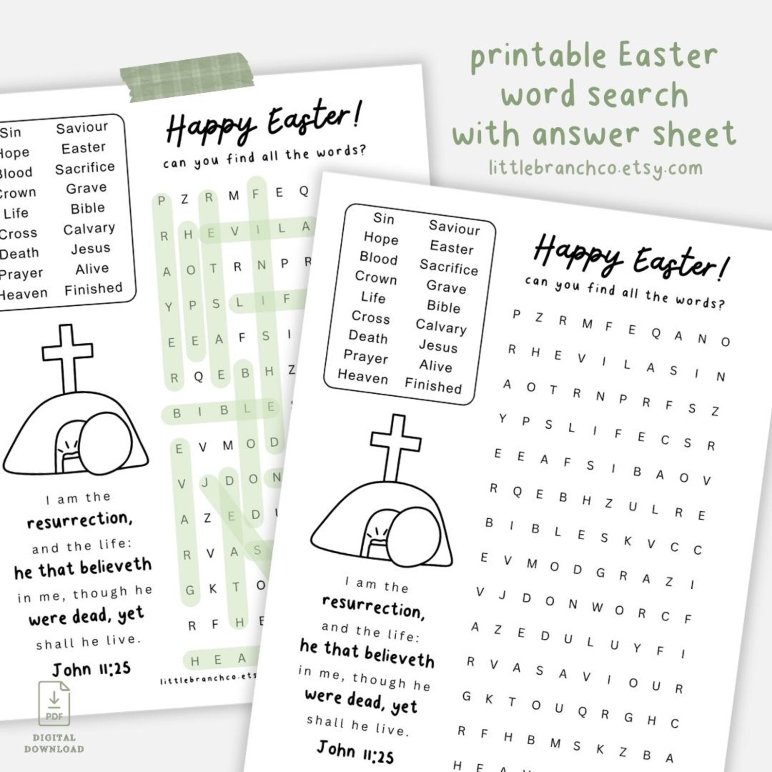 Printable Christian Easter Word Search, ESV & KJV Bible Verse Easter ...