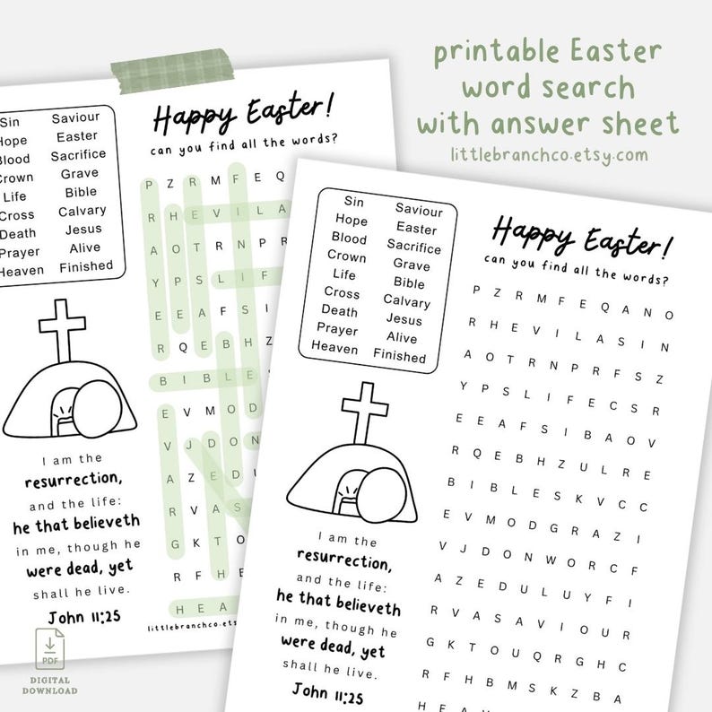 Printable Christian Easter Word Search, ESV & KJV Bible Verse Easter ...