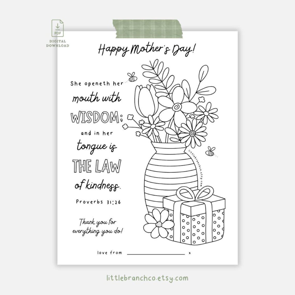 Printable Christian Happy Mother's Day Coloring Page, Religious Mother ...