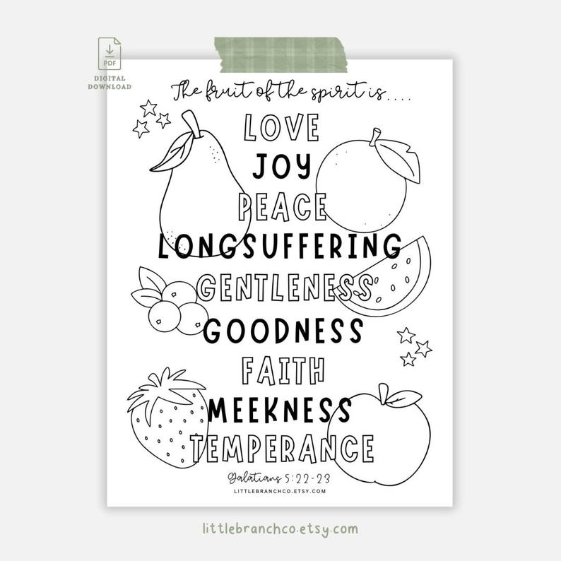 Printable Fruit of the Spirit Coloring Page, ESV Fruit of the Spirit ...