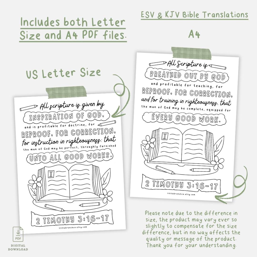 Printable 2 Timothy 3:16-17 Coloring Page, All Scripture is Given by ...