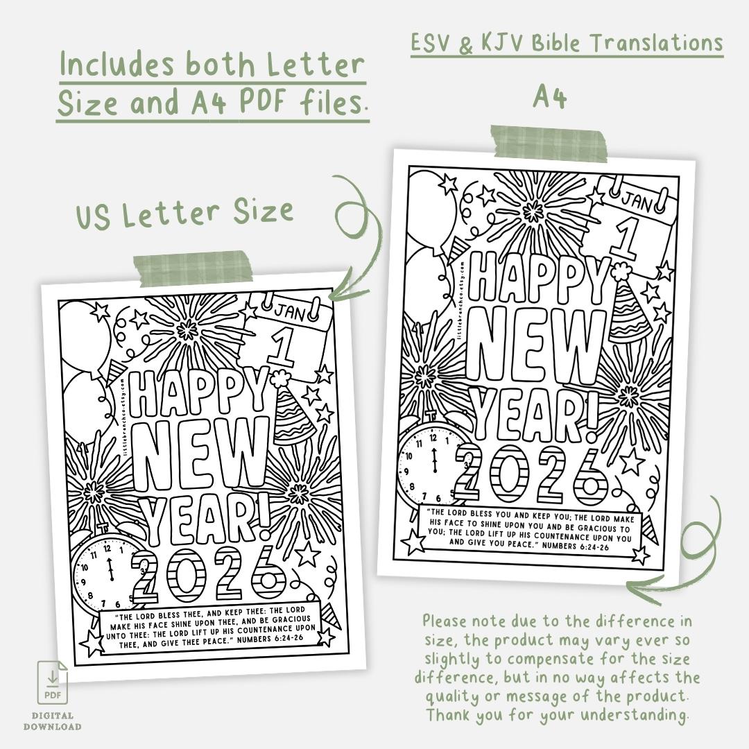 Printable Christian Happy New Year Colouring Page, the Lord Bless You ...