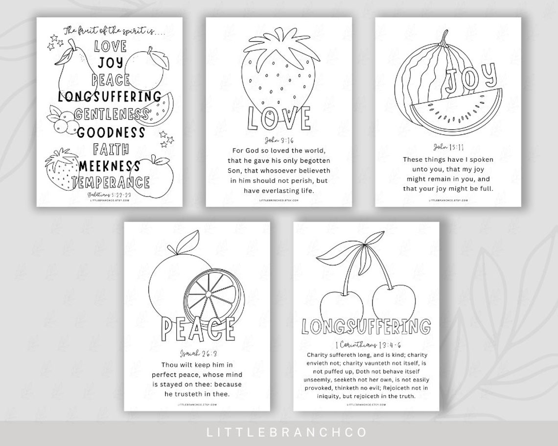 Printable Fruit of the Spirit Coloring Page Bundle, ESV Fruit of the ...