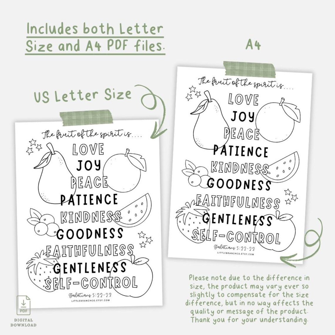 Printable Fruit of the Spirit Coloring Page, ESV Fruit of the Spirit ...