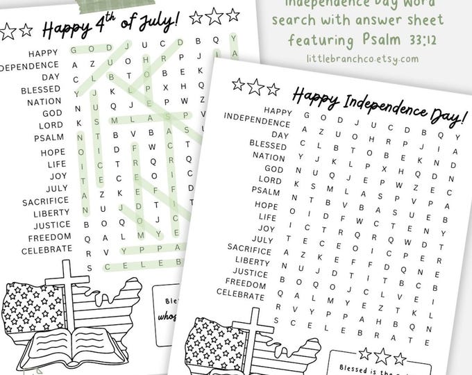 Printable Christian Happy 4th of July Independence Day Word Search ...