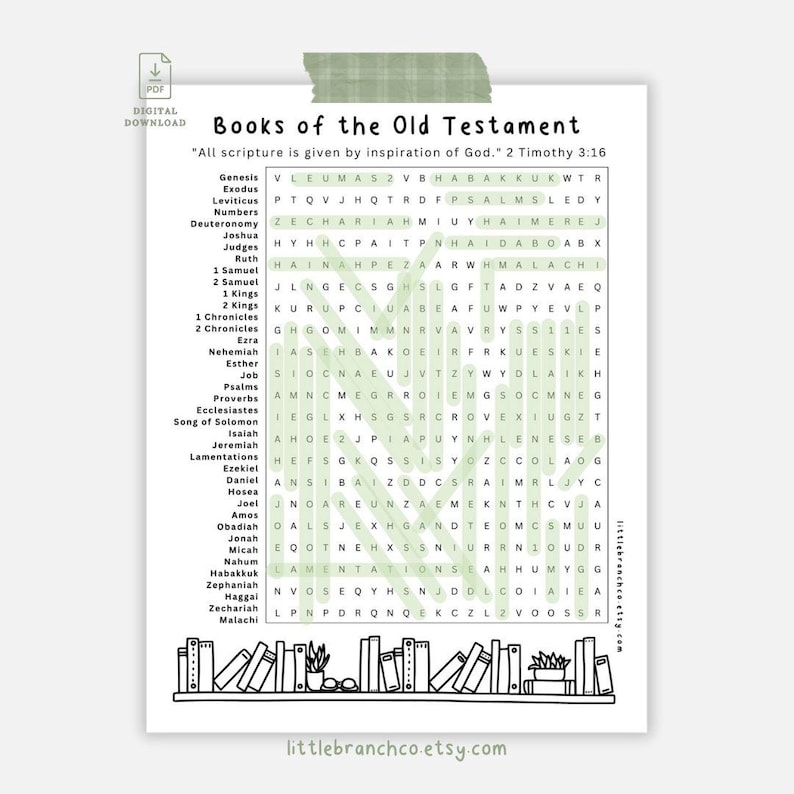 Books of the Bible Word Search Printable Bundle: Sunday School Activity ...