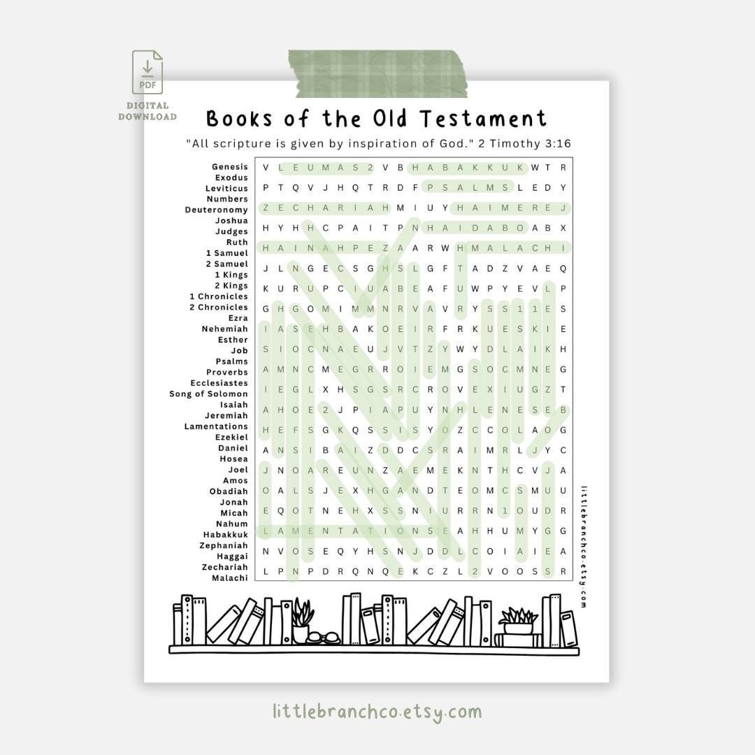 Old Testament Books of the Bible Word Search: KJV & ESV Bible ...