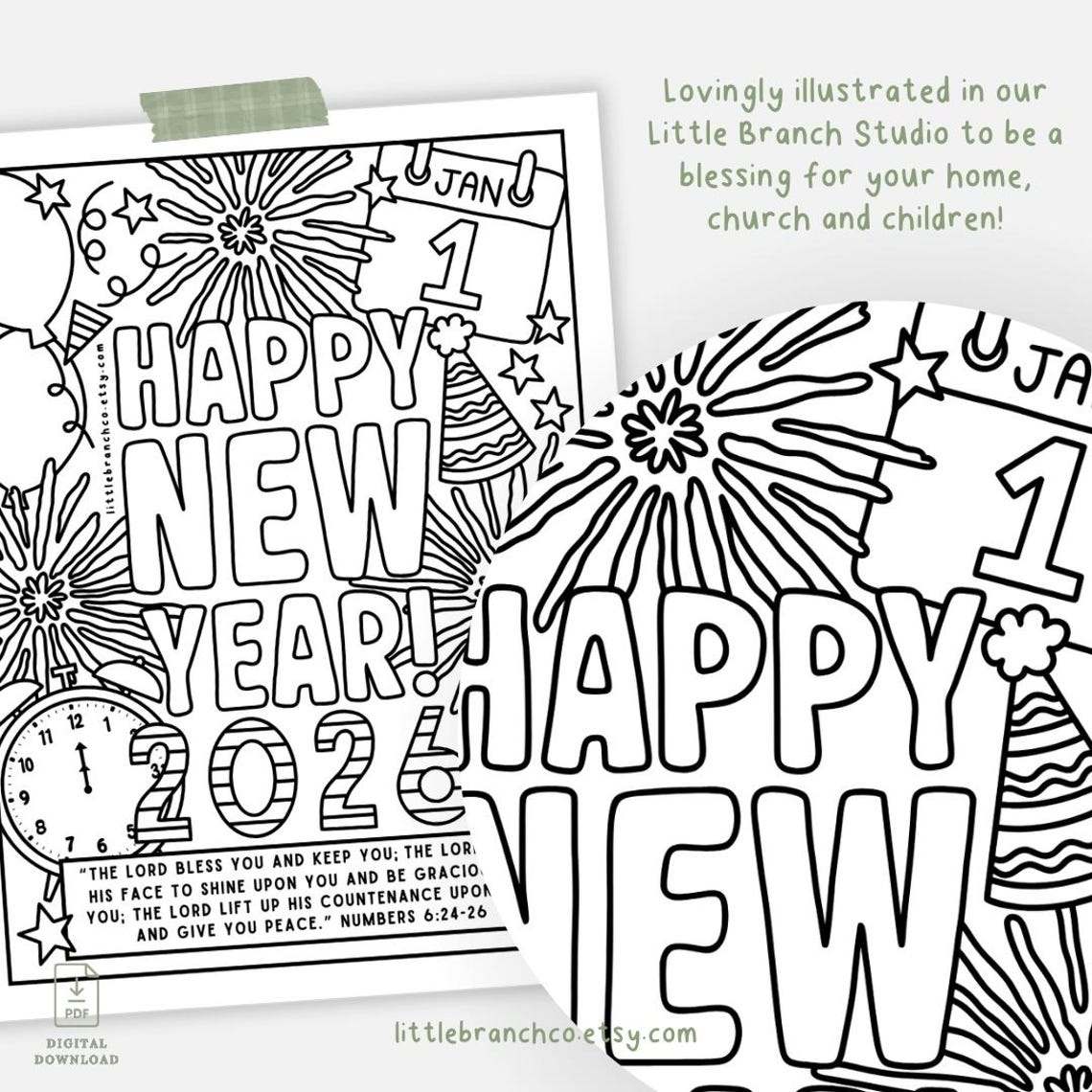 Printable Christian Happy New Year Colouring Page, the Lord Bless You ...