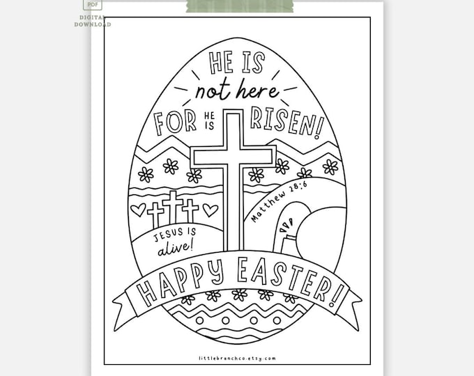 Printable Christian Religious Easter Sunday Coloring Page, He is Risen ...