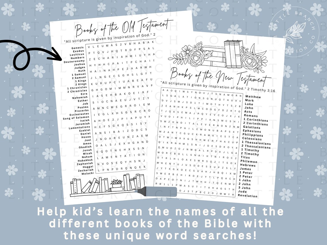 Printable Books of the Bible Word Search Bundle, Books of the Bible ...