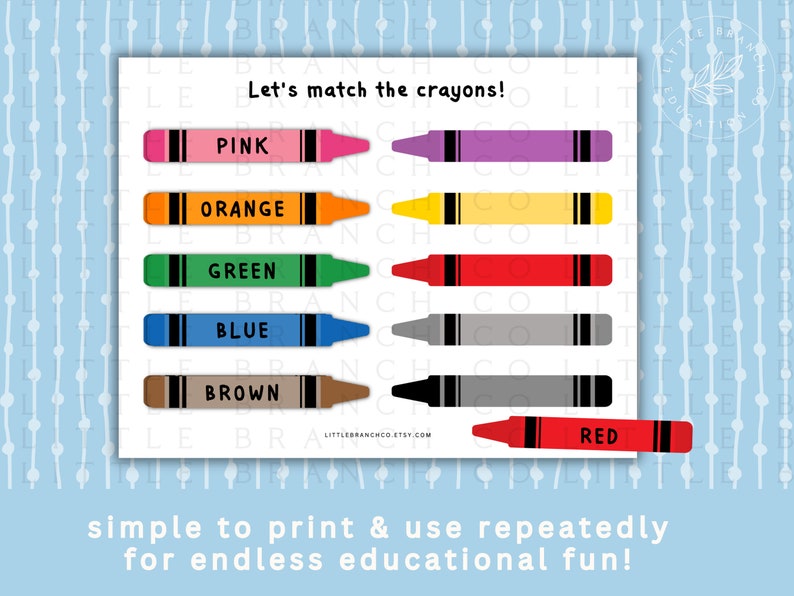 Printable Crayon Color Sort Activity Learn the Colors - Etsy