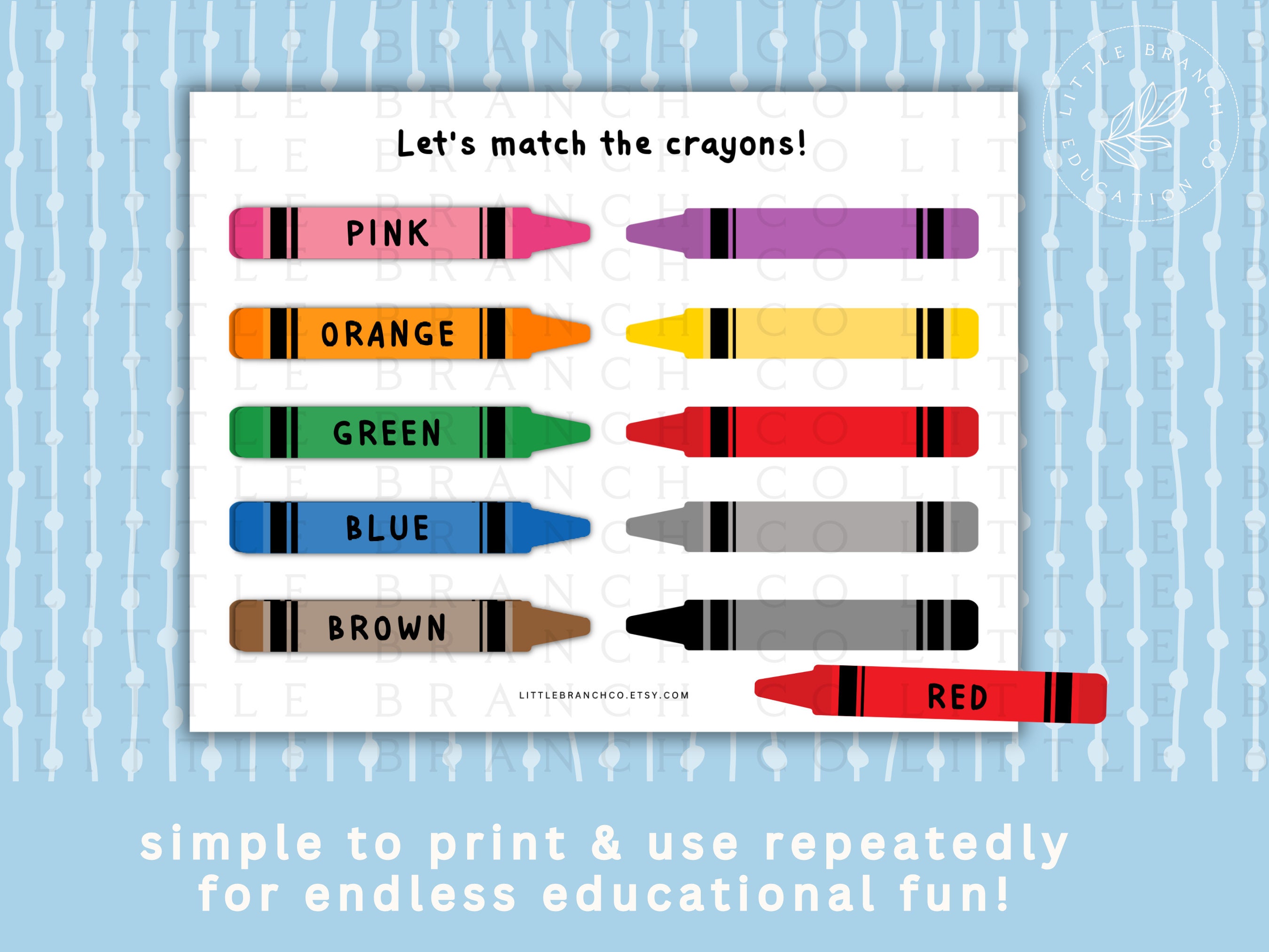 Printable Crayon Color Sort Activity Learn the Colors - Etsy