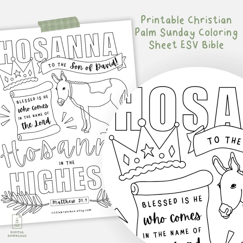 Palm Sunday Coloring Page: ESV Bible Verse Easter Activity (digital ...