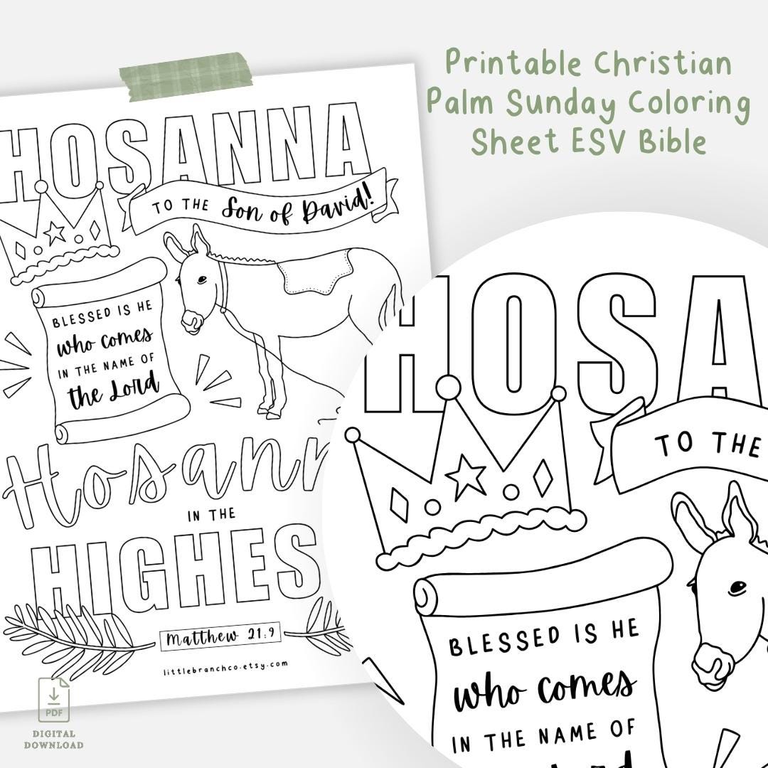 Printable Christian Palm Sunday Coloring Page, ESV Bible Verse Easter ...