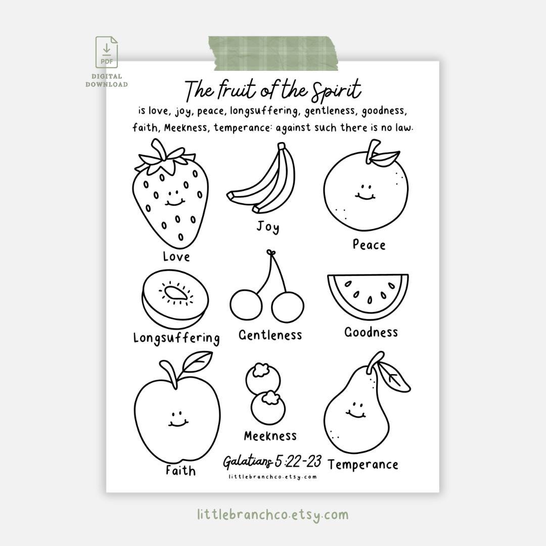 Printable Fruit of the Spirit Coloring Page KJV & ESV Bible Versions ...