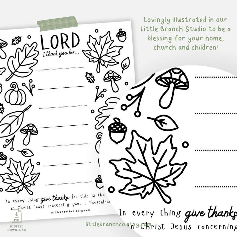 Christian Thanksgiving Colouring Page: Gratitude Activity (PDF) - Etsy