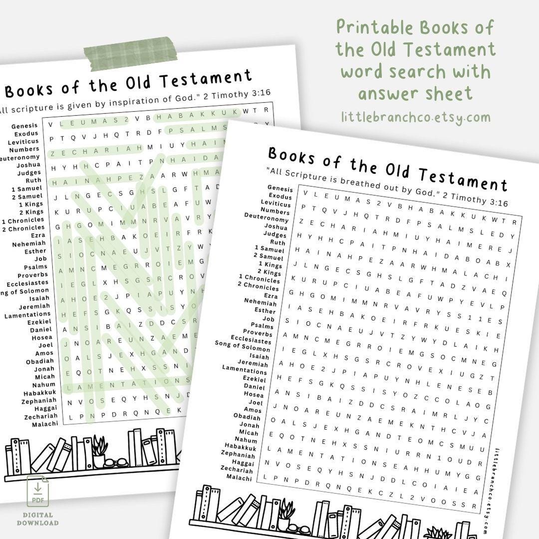 Printable Books of the Old Testament Word Search KJV Books of the Bible ...