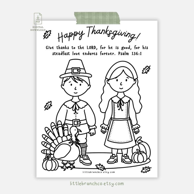 Thanksgiving Coloring Page, Psalm 136:1 KJV & ESV (digital Download) - Etsy