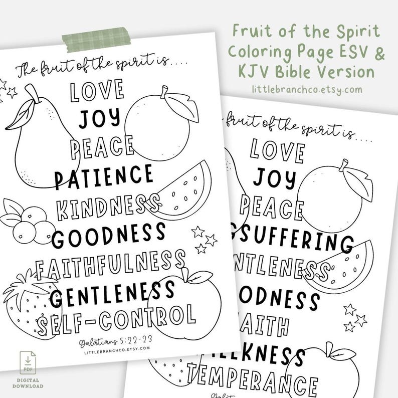 Printable Fruit of the Spirit Coloring Page, ESV Fruit of the Spirit ...