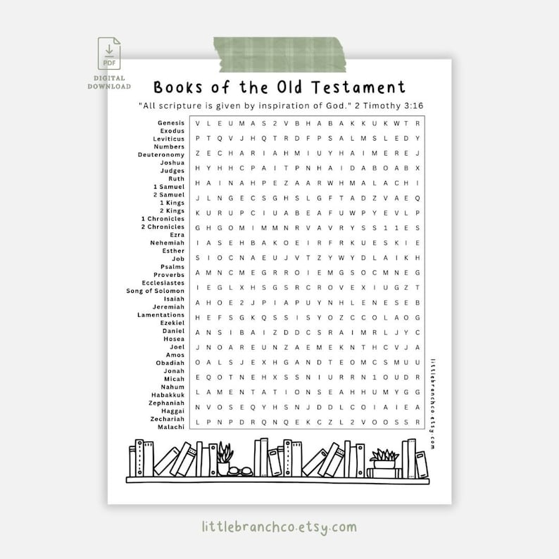 Printable Books of the Old Testament Word Search KJV Books of the Bible ...