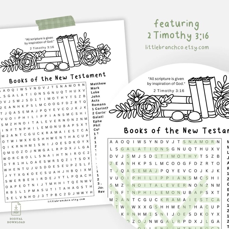 Printable Books of the New Testament Word Search, Books of the Bible ...