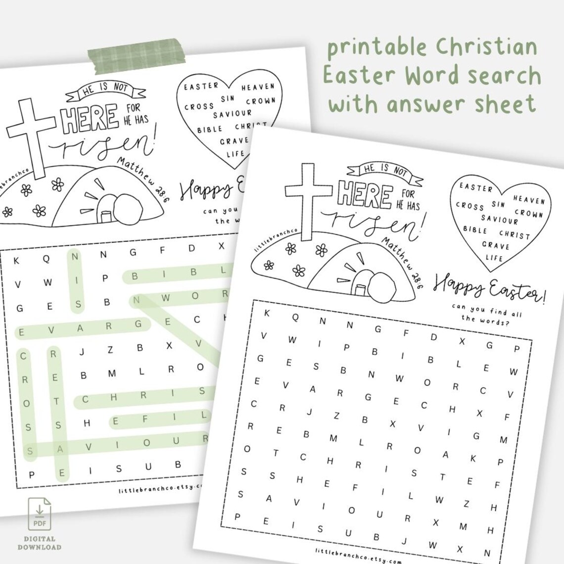 Printable Christian Easter Word Search, ESV Bible Verse Easter Activity ...
