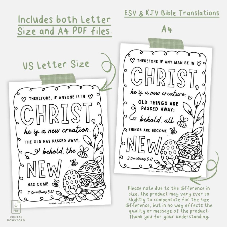 Printable New Creation in Christ 2 Corinthians 5:17 Easter Colouring ...