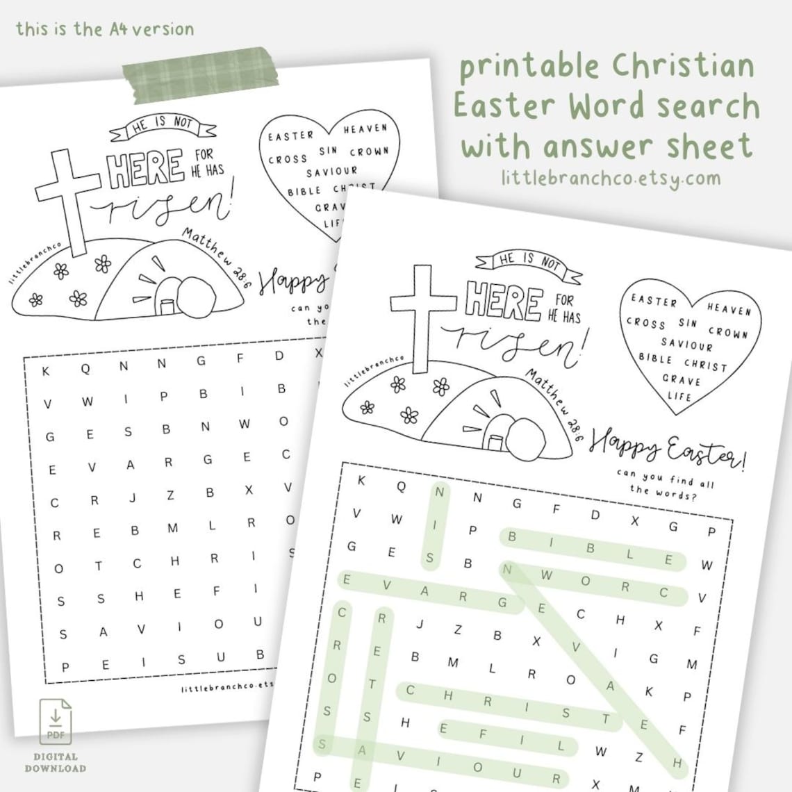 Printable Christian Easter Word Search, ESV Bible Verse Easter Activity ...