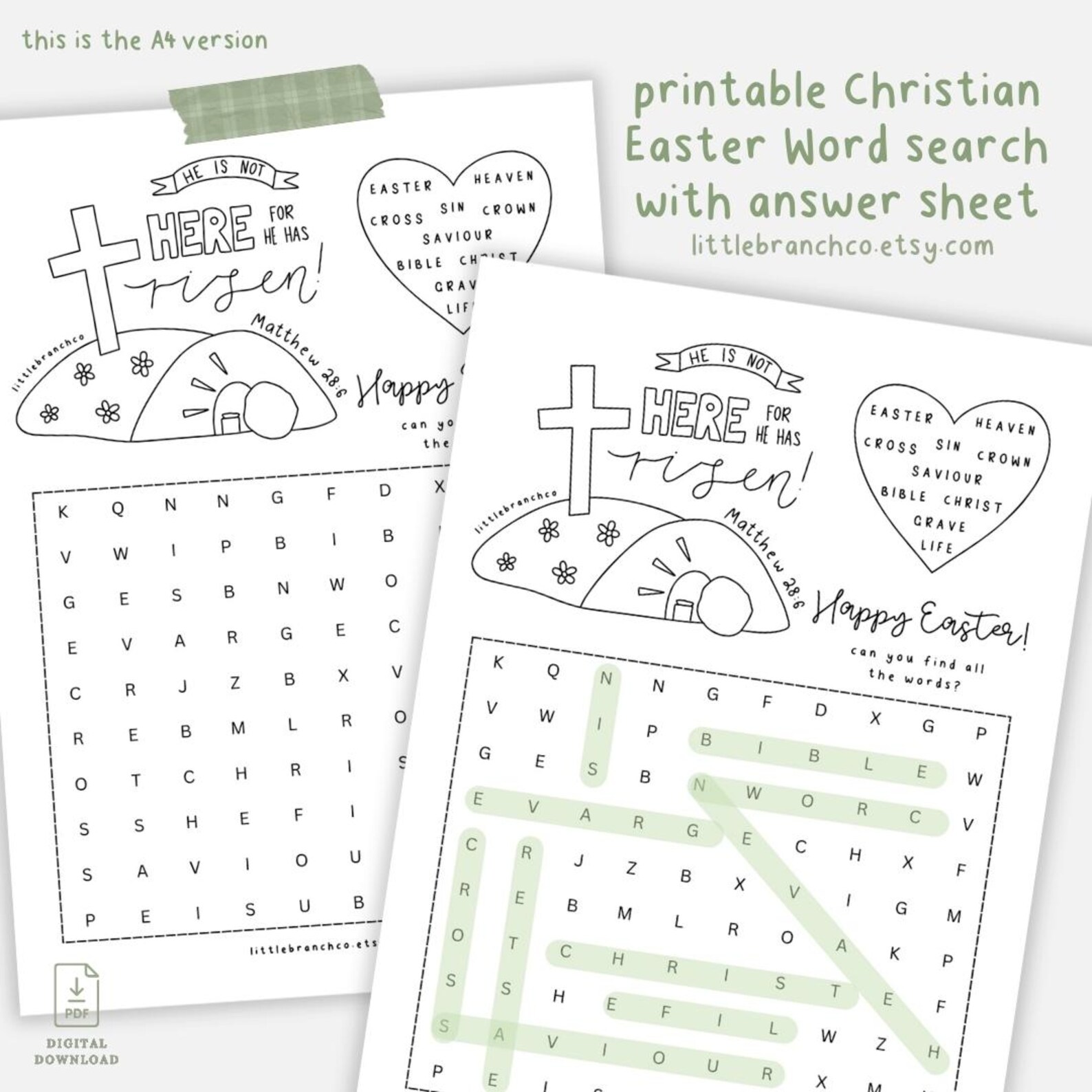 Printable Christian Easter Word Search, ESV Bible Verse Easter Activity ...