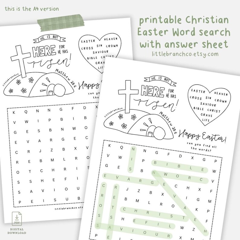 Printable Christian Easter Word Search, ESV Bible Verse Easter Activity ...