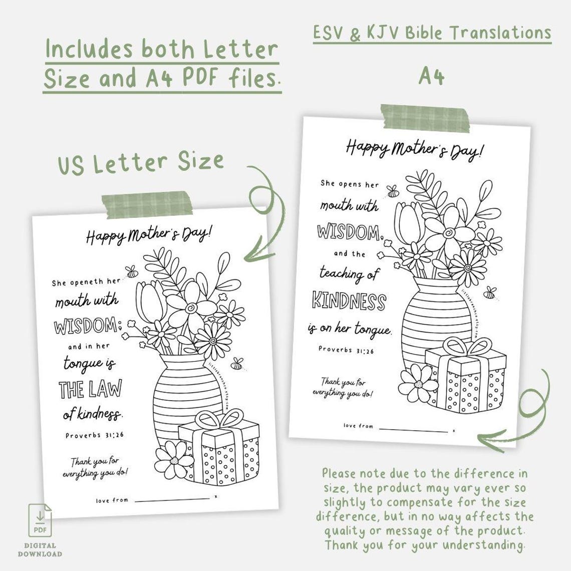 Printable Christian Happy Mother's Day Coloring Page, Religious Mother ...