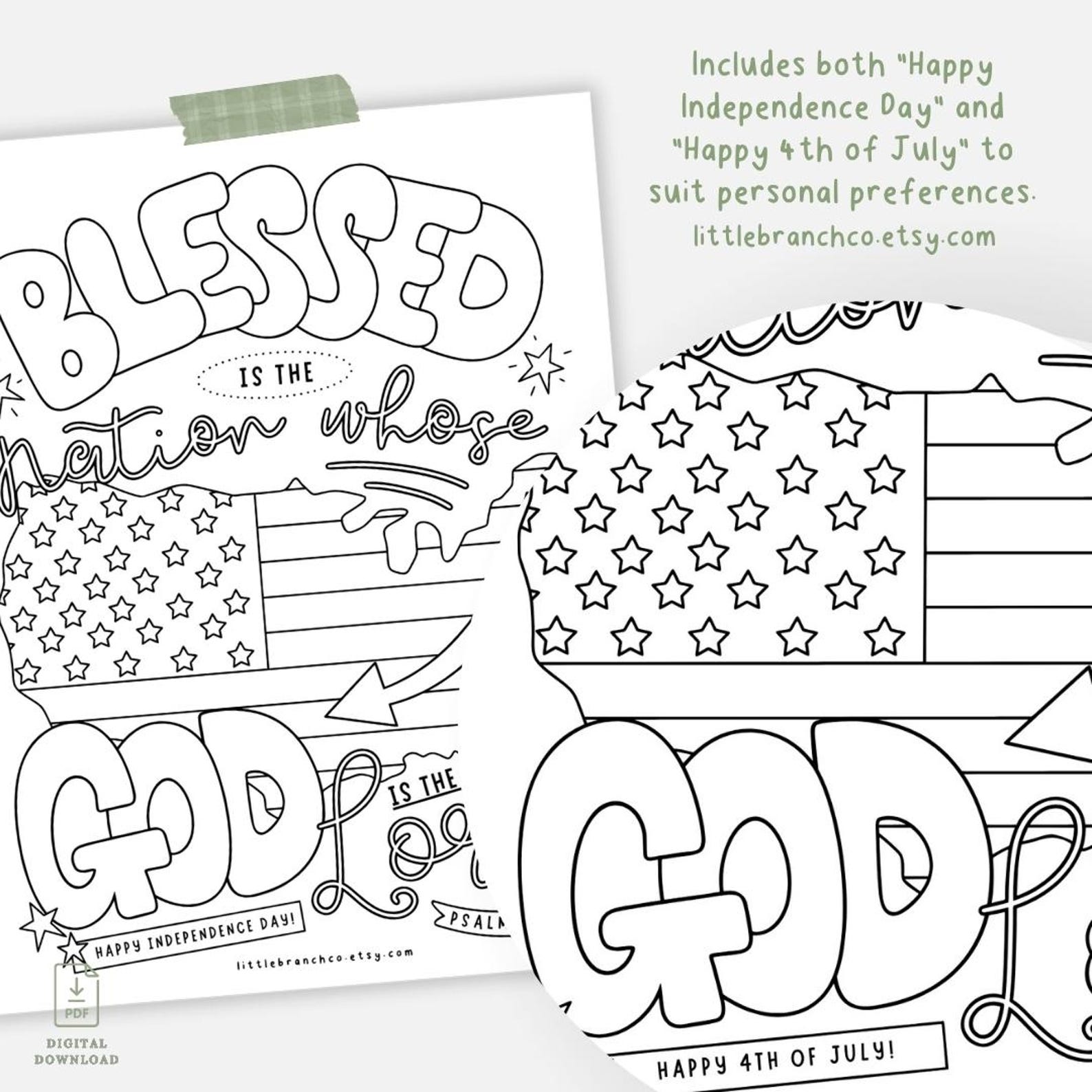 Printable Christian Happy 4th of July Independence Day Coloring Page ...