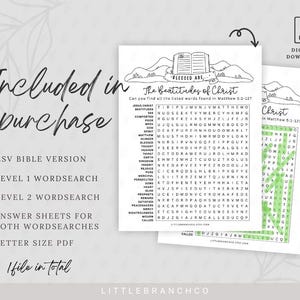 Printable the Beatitudes Word Search Bundle for Kids, Sunday School ...